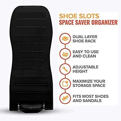 JollyCaper Shoe Organizer for Closets, Double Decker, Storage Organizer, Black, 10-Piece