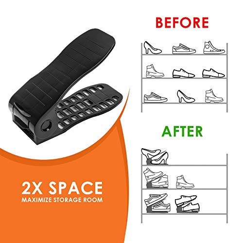 JollyCaper Shoe Organizer for Closets, Double Decker, Storage Organizer, Black, 10-Piece