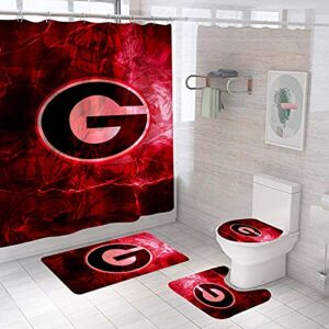 university team shower curtain set, rugby baseball football shower curtain basketball toilet lid bath pad, non slip blanket and 14 hook waterproof shower curtain set