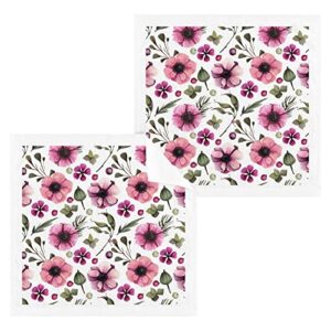 kigai 2 pcs fresh pink flower towels cotton washcloths set,quick drying & absorbent soft bathroom hand towel lightweight & portable fingertip towel