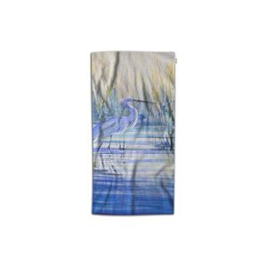 moslion heron hand towels 30lx15w inch watercolor blue heron crane bird animal wildlife leaves water nature hand towels kitchen hand towels for bathroom soft polyester-microfiber