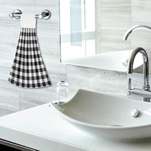 Vnurnrn Black and White Buffalo Check Plaid Hanging Tie Towels Absorbent Hand Towel with Hook & Loop for Kitchen Bathroom 2 Pieces