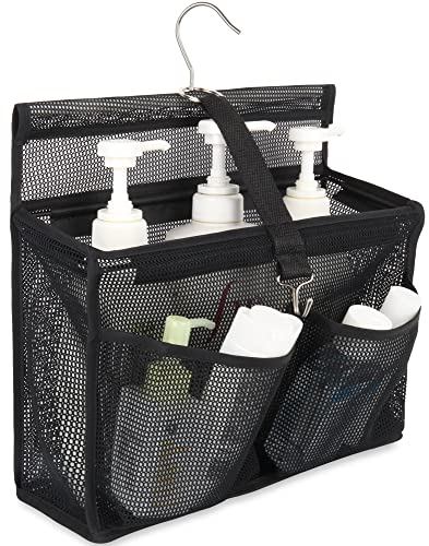 Phying Hanging Hook Mesh Shower Caddy College with 3 Pockets, Organizer Storage Bath Baskets for Gym, Swimming and Travel, College Dorm Rooms