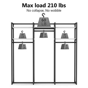 Tribesigns Freestanding Closet Organizer, 75 inch Clothing Rack with Shelves, Heavy Duty Garment Rack Wardrobe Closet with Hanging Rods