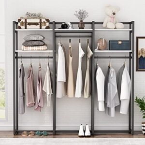 Tribesigns Freestanding Closet Organizer, 75 inch Clothing Rack with Shelves, Heavy Duty Garment Rack Wardrobe Closet with Hanging Rods