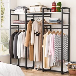 Tribesigns Freestanding Closet Organizer, 75 inch Clothing Rack with Shelves, Heavy Duty Garment Rack Wardrobe Closet with Hanging Rods