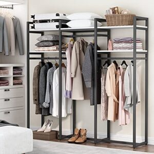 Tribesigns Freestanding Closet Organizer, 75 inch Clothing Rack with Shelves, Heavy Duty Garment Rack Wardrobe Closet with Hanging Rods