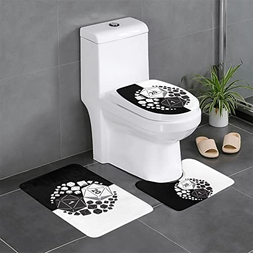 Dungeons and Dragons Yin Yang Bathroom Rugs Carpet Toilet U-Shaped Mat Set Non-Slip Cover Floor Bath Decorate