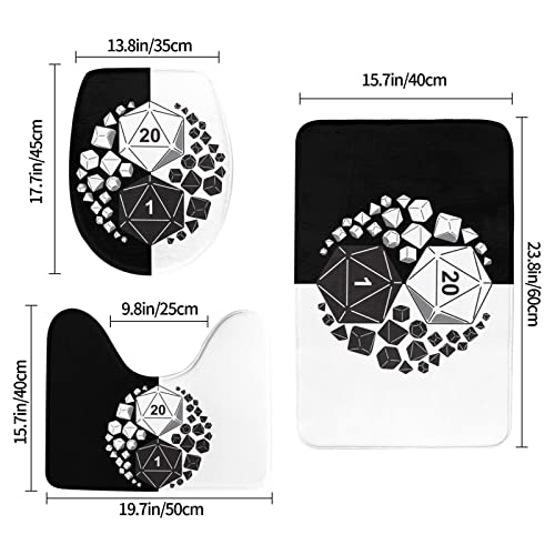 Dungeons and Dragons Yin Yang Bathroom Rugs Carpet Toilet U-Shaped Mat Set Non-Slip Cover Floor Bath Decorate