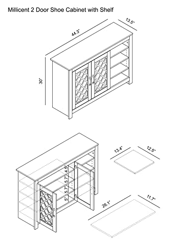 Galano Millicent 16 Pair Shoe Cabinet 2 Door Shelves Modern Rack Standing Cabinet Storage Doors Organizer