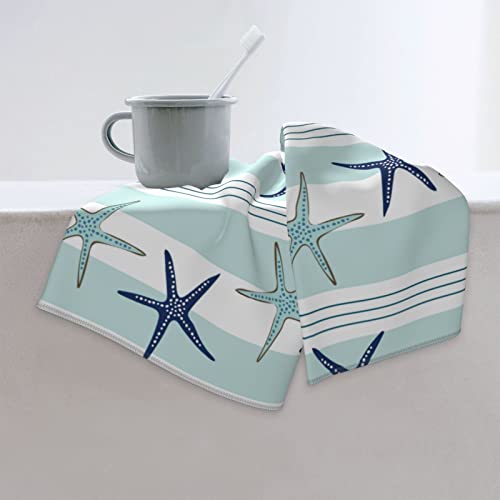 WOAIDY Coastal Starfish Hand Towel for Bathroom, Decorative Hand Towels for Bathroom and Beach, 15.7x27.5 Inches