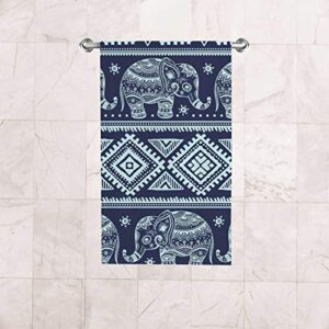 Vantaso Bath Hand Towels Set of 2 Vintage Ethnic Elephants，Soft Absorbent Washcloths Towel for Bathroom Kitchen Hotel Gym Spa