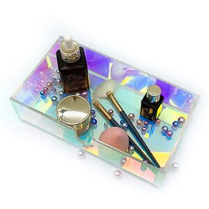 pahdecor iridescent vanity tray for bathroom countertop, iridescent home decor, decorative skincare tray, bathroom tray for countertop, skincare organizer