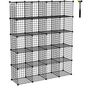 c&ahome wire cube storage, 20-cube organizer metal, wire c grids storage, storage bins shelving, modular bookshelf shelf, closet cabinet ideal for home, 48.4”l x 12.4”w x 60.6”h black uwcsm20b