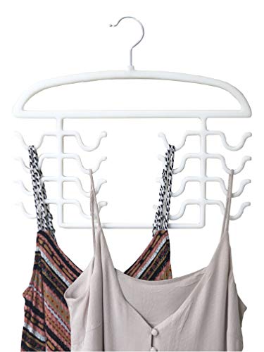 DR. ORGANIZER Closet Hangers for Tanks Tops, Bras, and Cami Tops, USA Patented (8263) White Plastic, 3 Piece