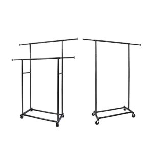 black double rod metal garment rack & garment rack