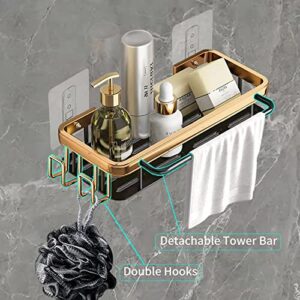 HOMHELP Shower Caddy Shelf, Wall Mounted Bathroom Shower Organizer with Removable Tower Bar,No Drilling Aluminum Alloy Caddy Rack for Bathroom, Kitchen, Bedroom and Toilet - 2 Pack