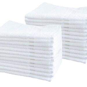 Cotton & Calm White Hand Towels for Bathroom - 12 Pack Salon Towels - 16 x 27 Inches Hand Towel - Perfectly Used As Hair Towel, Gym Towel, Facial Towel & Spa Towel