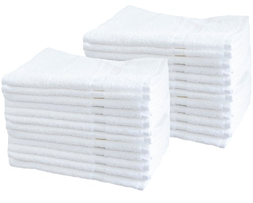 Cotton & Calm White Hand Towels for Bathroom - 12 Pack Salon Towels - 16 x 27 Inches Hand Towel - Perfectly Used As Hair Towel, Gym Towel, Facial Towel & Spa Towel