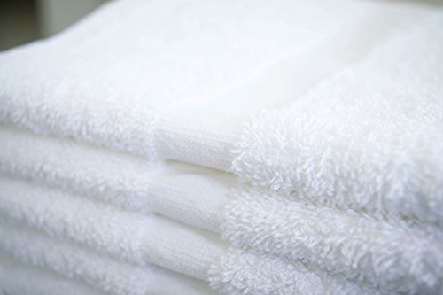 Cotton & Calm White Hand Towels for Bathroom - 12 Pack Salon Towels - 16 x 27 Inches Hand Towel - Perfectly Used As Hair Towel, Gym Towel, Facial Towel & Spa Towel