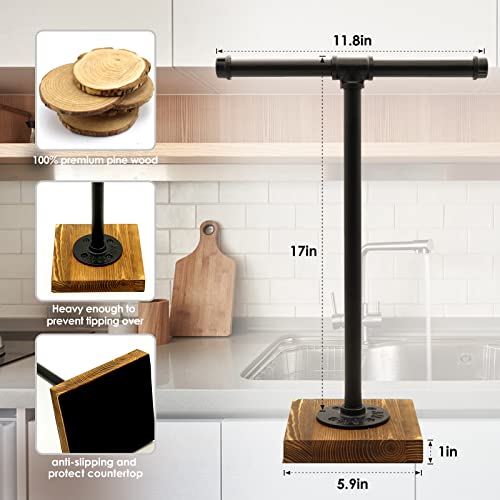 YESSAP Hand Towel Holder, T-Shape Height 17'' Black Hand Towel Holder Stand, Free Standing Hand Towel Holder for Bathroom Countertop