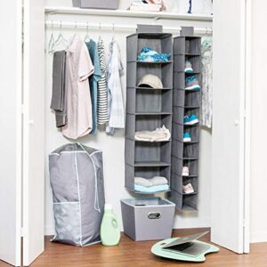 10 Shelf Hanging Shoe Organizer, Shoe Holder for Closet -Breathable Fabric Closet Shoe Organizer Hanging Shoe Storage Hanging Shoes Sorter Shelves Rack for Shoes,Closet and Baby things,1 Pack,Grey