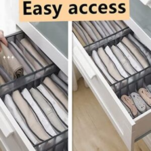 BINGC 4PCS Wardrobe Clothes Organizer,Jean Storage 7 Grid Organizer for Jeans Leggings Drawer Mesh T-shirt,Legging,Skirts,Jeans,Kid Clothe (White JEANS) -jeans