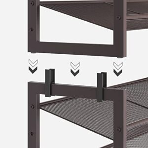 HOOBRO Metal Shoe Rack, 3 Tier Shoe Rack for Closet, Holds 9-12 Pairs of Shoes, 29.5" W x 11.6" D x 24" H, Stackable, for Entryway, Hallway, Living Room Bronze AB62XJ01