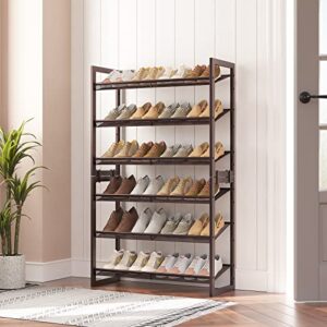 HOOBRO Metal Shoe Rack, 3 Tier Shoe Rack for Closet, Holds 9-12 Pairs of Shoes, 29.5" W x 11.6" D x 24" H, Stackable, for Entryway, Hallway, Living Room Bronze AB62XJ01