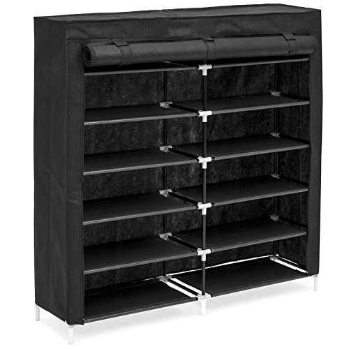 Best Choice Products 6-Tier 36-Shoe Portable Home Shoe Storage Closet Rack w/ Fabric Cover, Black