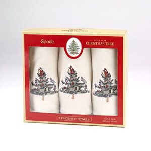 spode - 3pc fingertip towel set, soft & absorbent cotton towel, christmas bathroom accessories