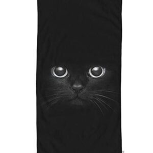 oFloral Black Cat Hand Towels Cotton Washcloths,Cool Cat Head On Black Comfortable Soft Towels for Bathroom/Kitchen/Yoga/Golf/Hair/Face Towel for Men/Women/Girl/Boys 15X30 Inch