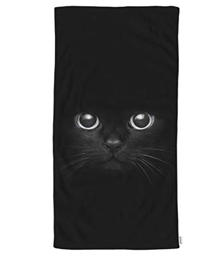 oFloral Black Cat Hand Towels Cotton Washcloths,Cool Cat Head On Black Comfortable Soft Towels for Bathroom/Kitchen/Yoga/Golf/Hair/Face Towel for Men/Women/Girl/Boys 15X30 Inch