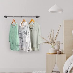 Industrial Pipe Clothing Rack is 22 Inches,Closet Rods for Hanging Clothes,The Suspension Black Closet Rod of The Multi-Functional,Suitable for Clothing Retail Display,Laundry Room,Home Room,2-Pcs