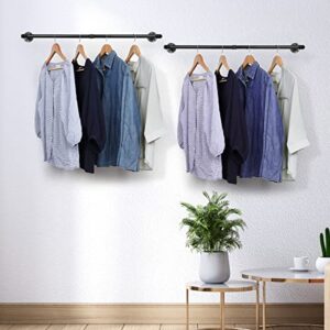 Industrial Pipe Clothing Rack is 22 Inches,Closet Rods for Hanging Clothes,The Suspension Black Closet Rod of The Multi-Functional,Suitable for Clothing Retail Display,Laundry Room,Home Room,2-Pcs