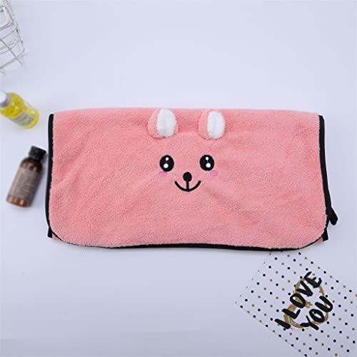 CEHSG Towel High-Density Coral Velvet Cartoon Big Ear Towel Embroidered Soft Absorbent Towel