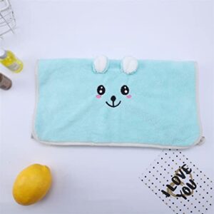 CEHSG Towel High-Density Coral Velvet Cartoon Big Ear Towel Embroidered Soft Absorbent Towel