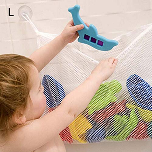 Baost Mesh Shower Caddy Bath Toy Organizer Suction Cups Wall Hanging Mesh Net Bathroom Stuff Storage Bag Bathroom Accessories Holder Pouch L