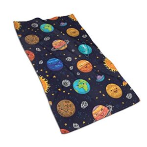 kiuloam childish cute solar system hand towel ultra soft highly absorbent luxury towels for bathroom gym spa