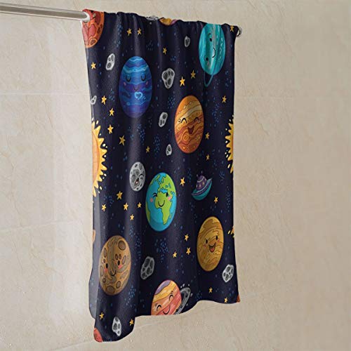 KiuLoam Childish Cute Solar System Hand Towel Ultra Soft Highly Absorbent Luxury Towels for Bathroom Gym Spa