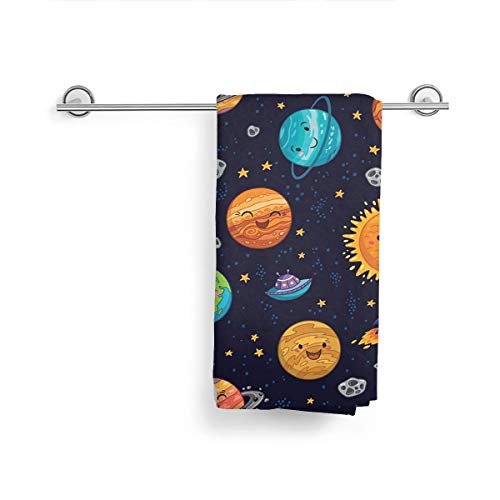 KiuLoam Childish Cute Solar System Hand Towel Ultra Soft Highly Absorbent Luxury Towels for Bathroom Gym Spa