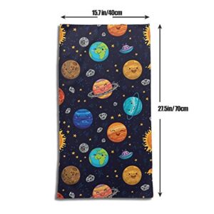 KiuLoam Childish Cute Solar System Hand Towel Ultra Soft Highly Absorbent Luxury Towels for Bathroom Gym Spa