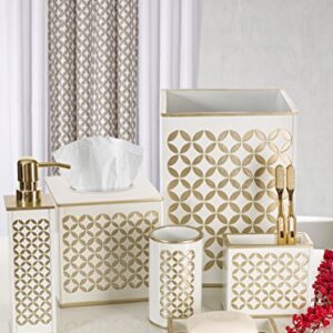 Creative Scents White Bathroom Accessories Set - Decorative 4 Piece Bathroom Accessory Set Includes: Soap Dispenser, Toothbrush Holder, Soap Dish and Tumbler, Gift Packaged (Diamond Lattice)