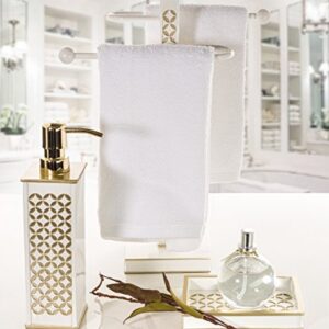 Creative Scents White Bathroom Accessories Set - Decorative 4 Piece Bathroom Accessory Set Includes: Soap Dispenser, Toothbrush Holder, Soap Dish and Tumbler, Gift Packaged (Diamond Lattice)