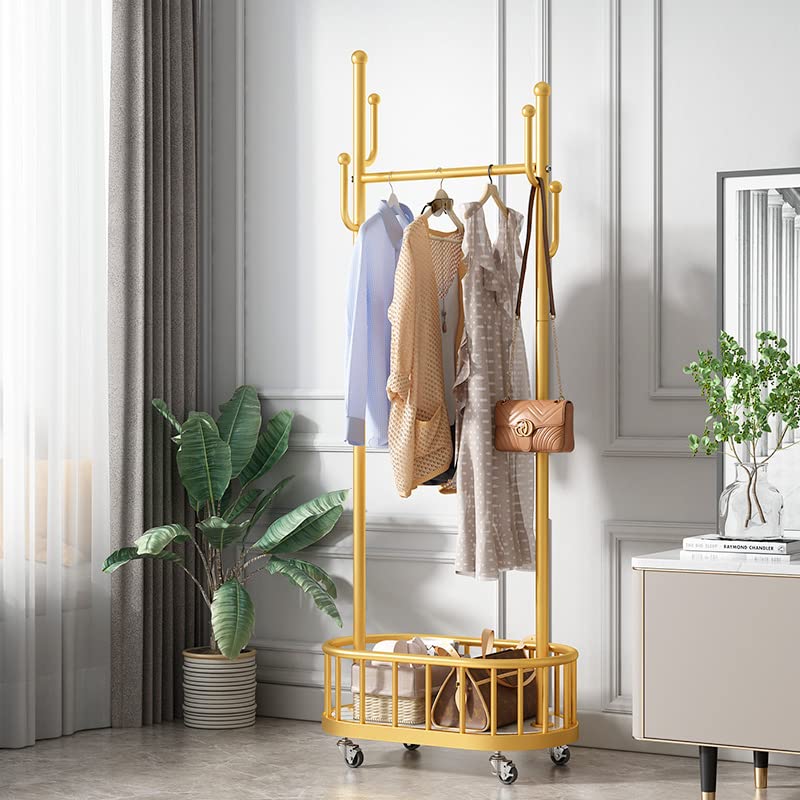 Thick forest Gold Clothes Rack Gold Clothing Rack Gold Garment Rack Rolling Organizer for Multipurpose