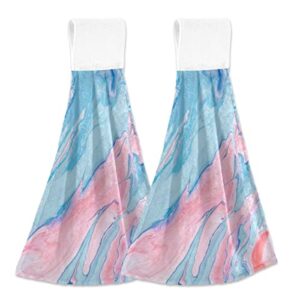 giwawa abstract fluid marble pastel fingertip hand towel set of 2 ink marble kitchen hanging tie towel blue pink soft absorbent hand towels for bathroom accessories