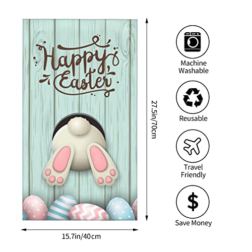 Zelamiee Happy Easter Funny Bunny Cute Rabbit Eggs Soft Absorbent Guest Hand Towels Multipurpose for Bathroom, Gym, Hotel and Spa ( 27.5 x16 Inches)