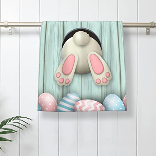 Zelamiee Happy Easter Funny Bunny Cute Rabbit Eggs Soft Absorbent Guest Hand Towels Multipurpose for Bathroom, Gym, Hotel and Spa ( 27.5 x16 Inches)