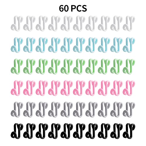 60 pcs Clothes Hanger Connector Hooks,Multi-Level Cascading Hanger Hooks,Heavy Duty Plastic Hanger Extender Clips,for Bedroom Save Space Closet Organizers(6 Color)