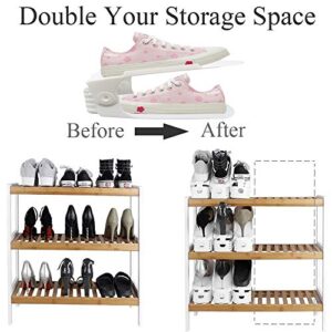 WISHAVE Shoe Slots Organizer 20 Pack for Closet, Adjustable Shoe Stacker Space Saver,Double Deck Shoe Rack Organizer Holder (White)